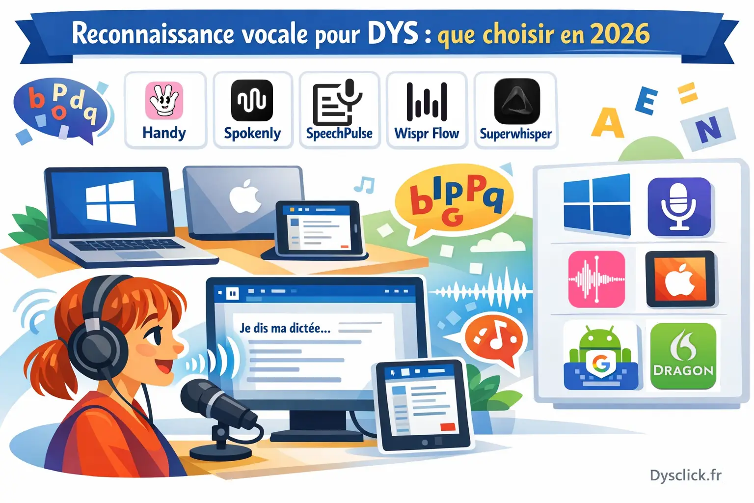 Reconnaissance vocale pour DYS : que choisir en 2026