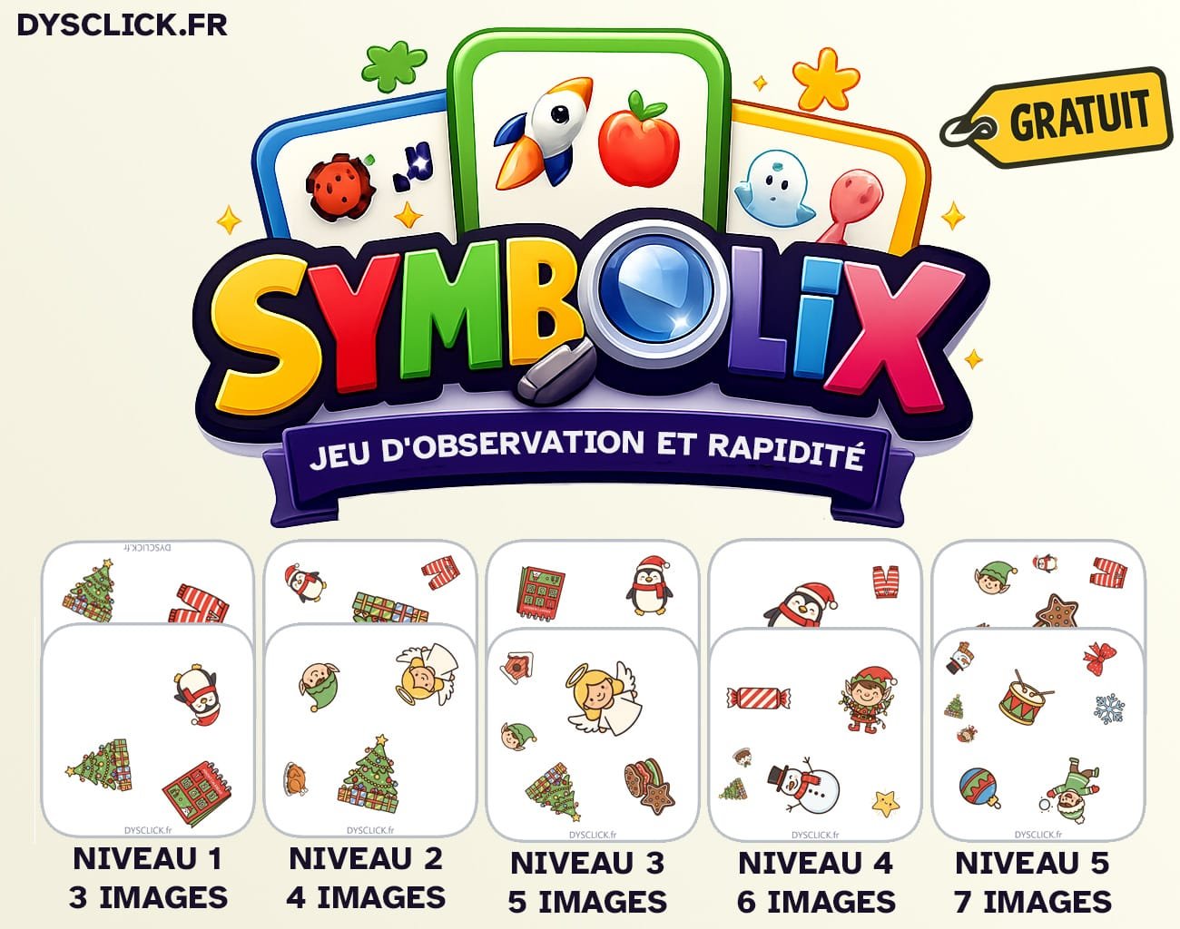 Symbolix Noël : jeu accessible type Dobble PDF gratuit